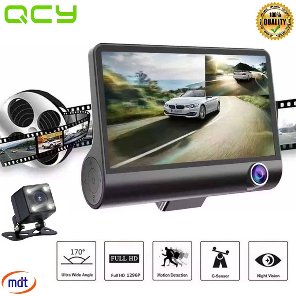 Qcy A27Pro 1296P 4.3"Three Lens Car Dvr Hd Camcorder Logger Night ...
