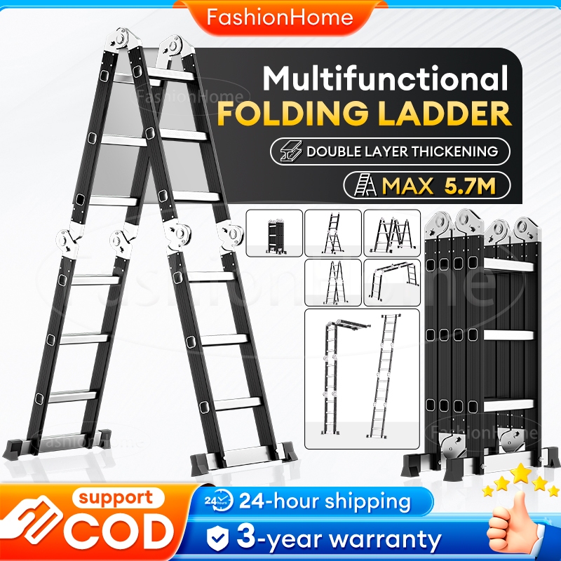 Ladder Foldable heavy duty step ladder load 400KG 3.7/4.7/5.7M folding ...