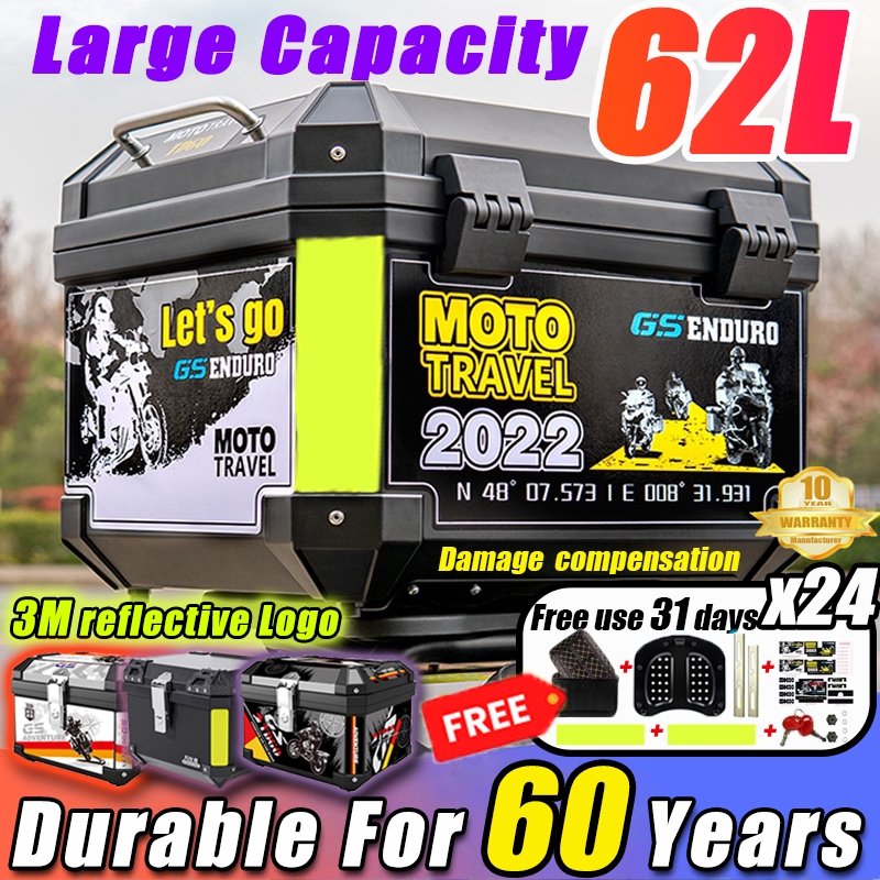 62L Motorcycle Top Box Top box for Motorcycle tail box reflective strip ...
