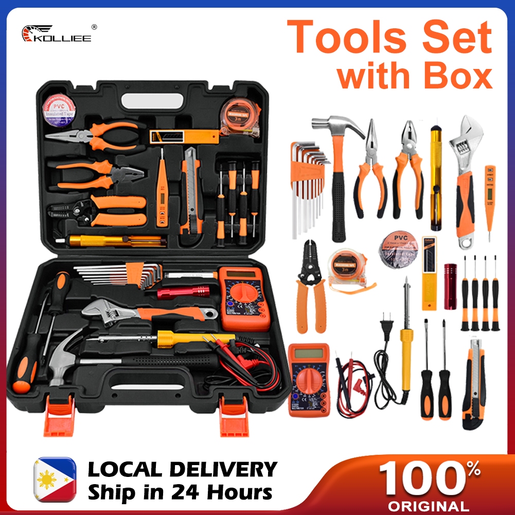 Household Toolbox Set Hand Tools Kit Full Set Screwdriver Socket Wrench ...