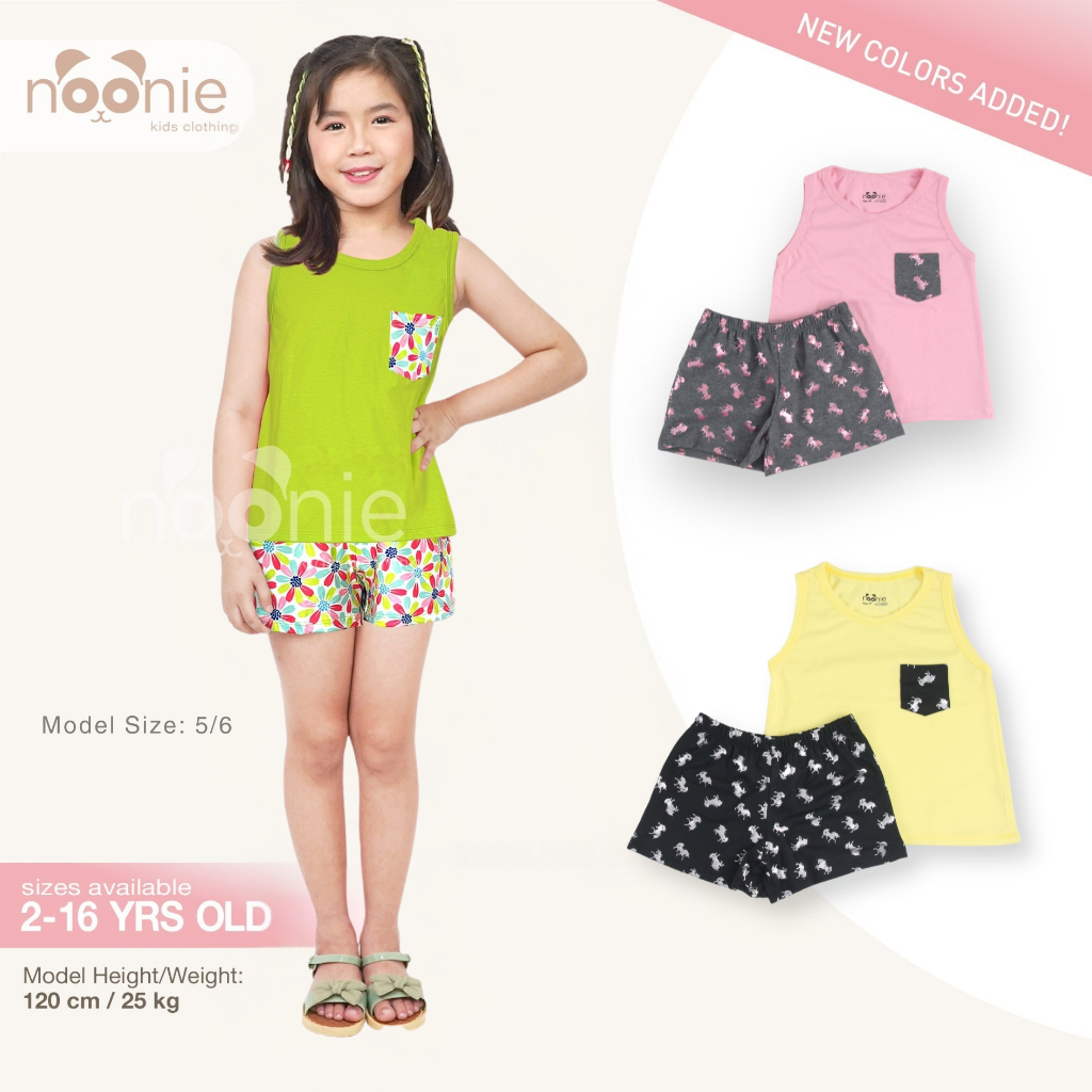 Noonie- Girls Terno (2-16Y) - Cotton Sando Tank & mini Shorts Set ...