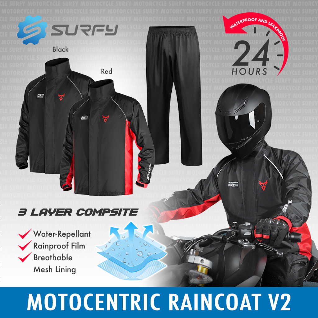MotoCentric Raincoat V2 StormGuard 3-Layer Waterproof Jacket with Pants ...