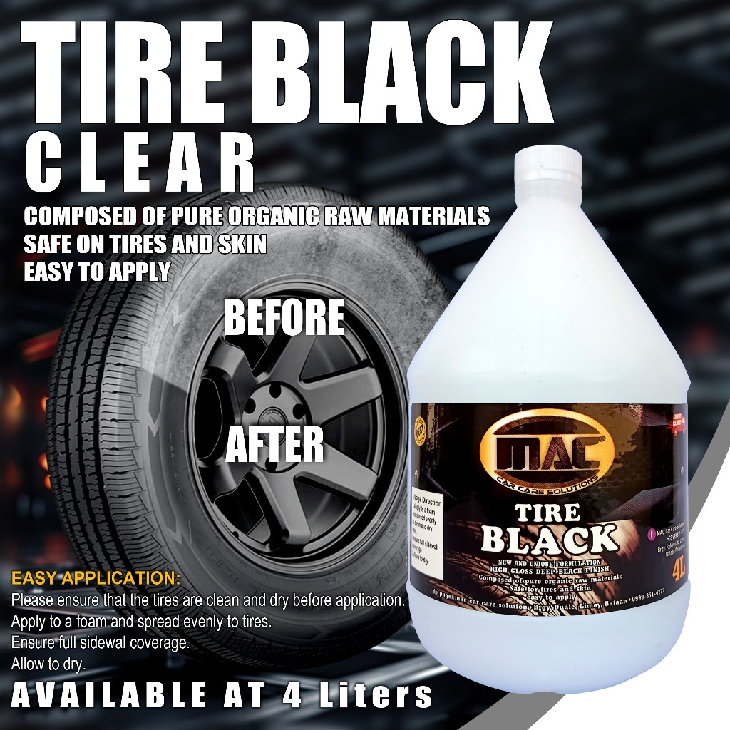 MAC TIRE BLACK CLEAR, TIRE DRESSING, CLEAR FINISH, BLACK SHINE, NON ...