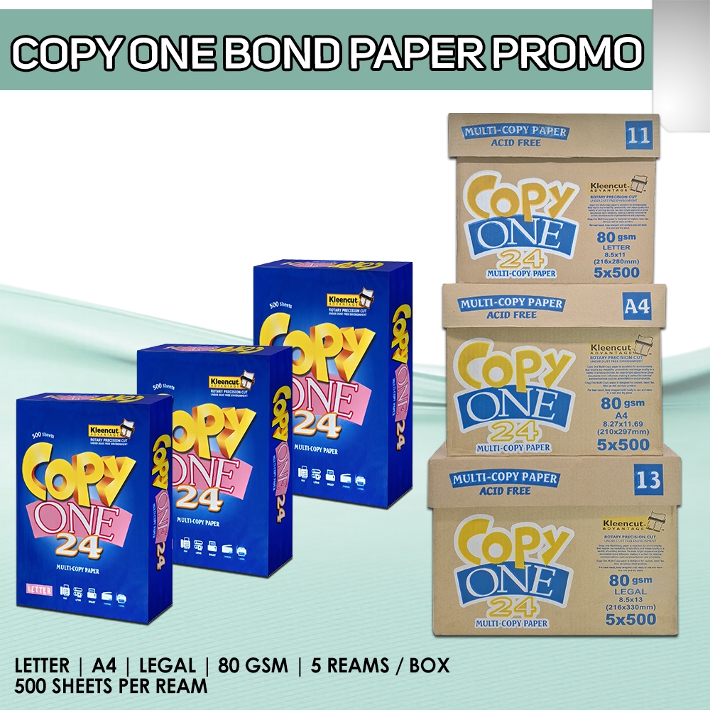 Promo Copy One Bond Paper 80GSM (5 reams per box) | Shopee Philippines