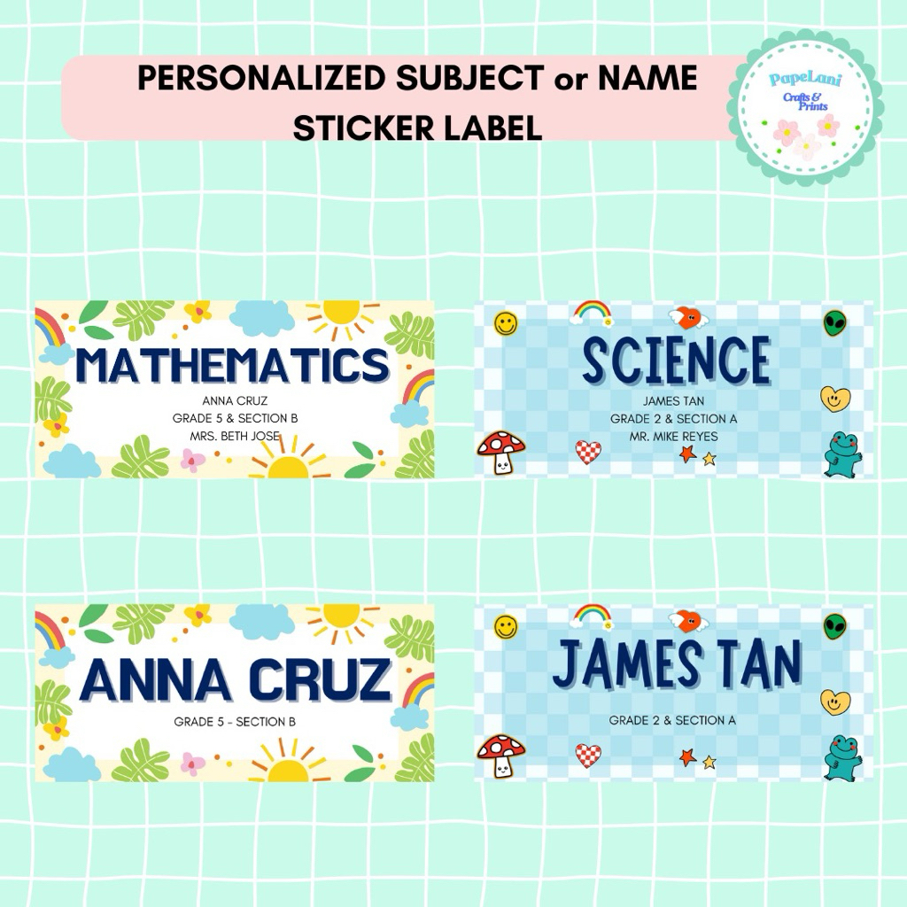 Personalized Subject and Name Sticker Label | Shopee Philippines
