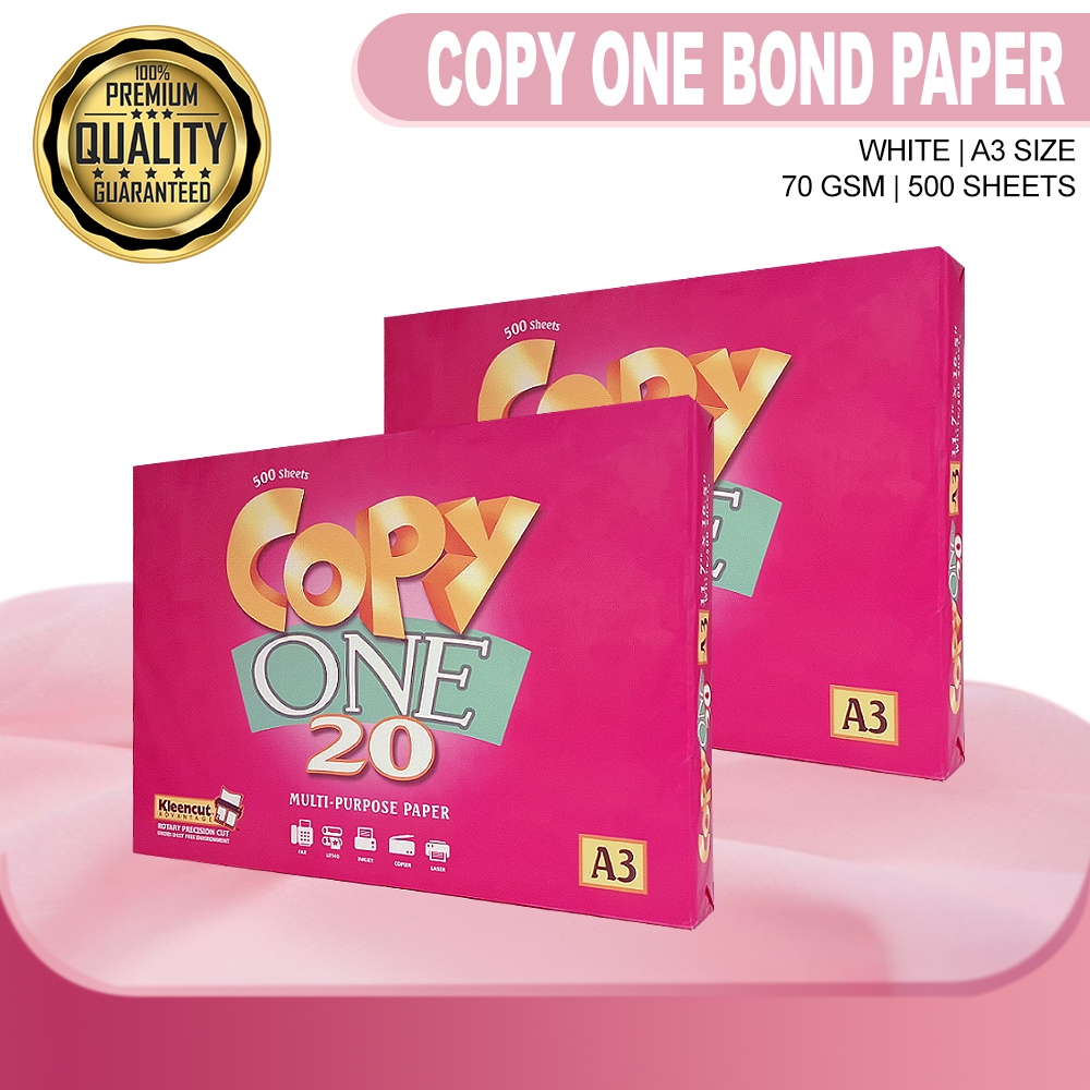 1 ream - Copy One Bond Paper 70gsm A3 Size (500sheets per ream) | Shopee Philippines