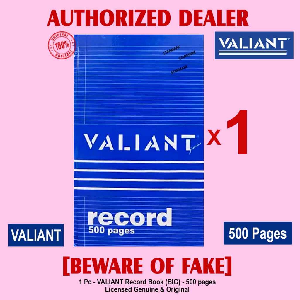 VALIANT Record Book Books 500 PAGES Padded VALIANT Logbook Log Book ...