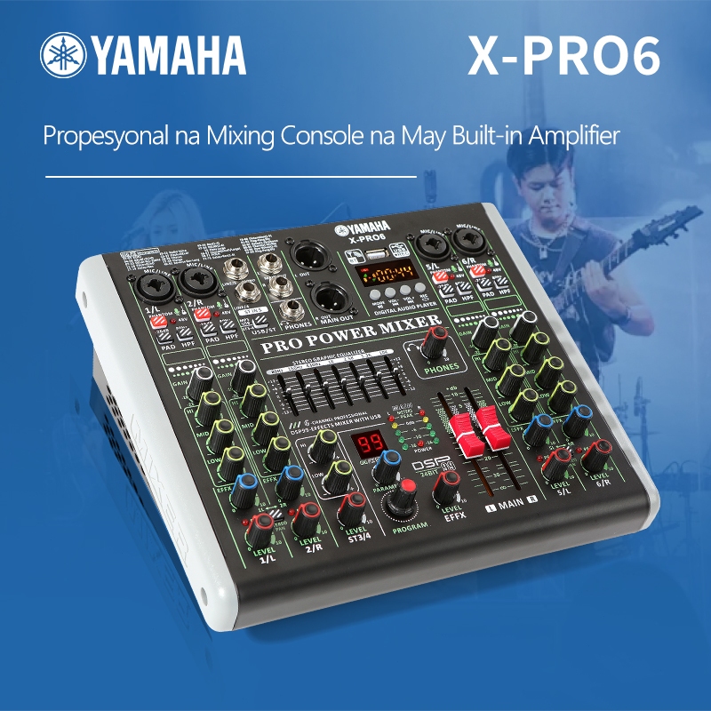 powered mixer yamaha/X-PRO6,8 ohm 850Wx2,with 7-band equalizer/99 DSP/Bluetooth/USB recording ...