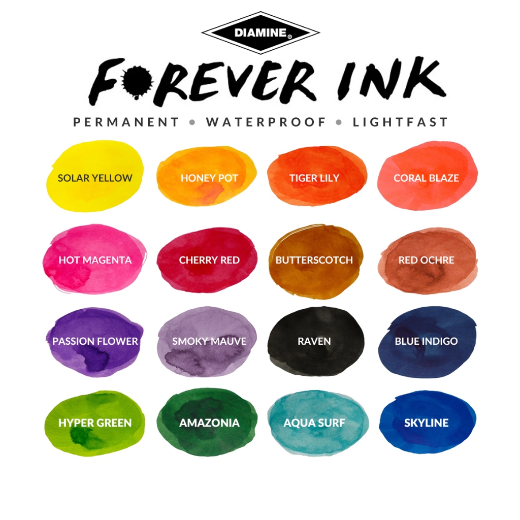 DIAMINE Forever Ink - Permanent Waterproof Fountain Pen Ink 50ml ...