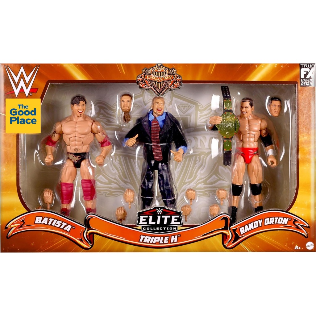 MATTEL WWE Elite Evolution 3-Pack with Swappable Parts & Accessories ...