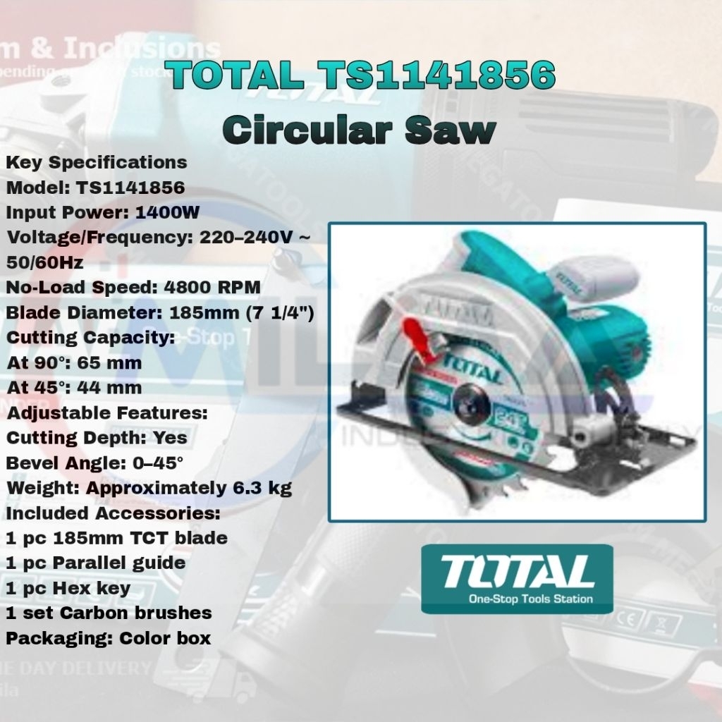 TOTAL TS1141856 CIRCULAR SAW 1400W | Shopee Philippines