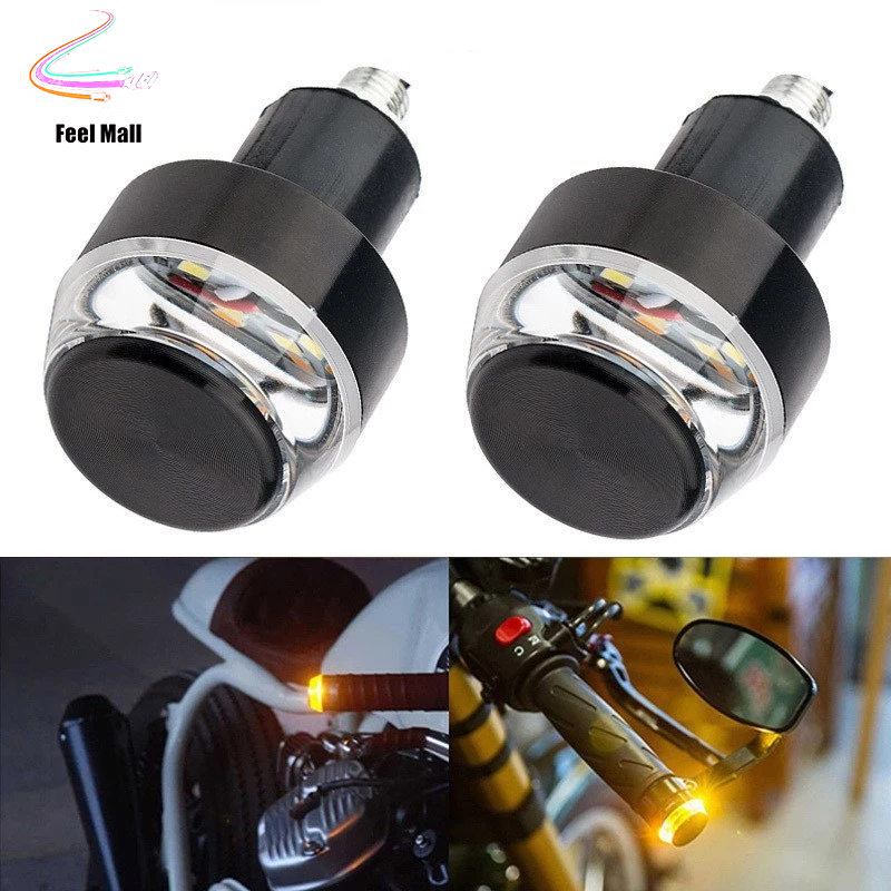 2Pcs Motorcycle LED Handlebar End Turn Signal Light DC 12V Side ...