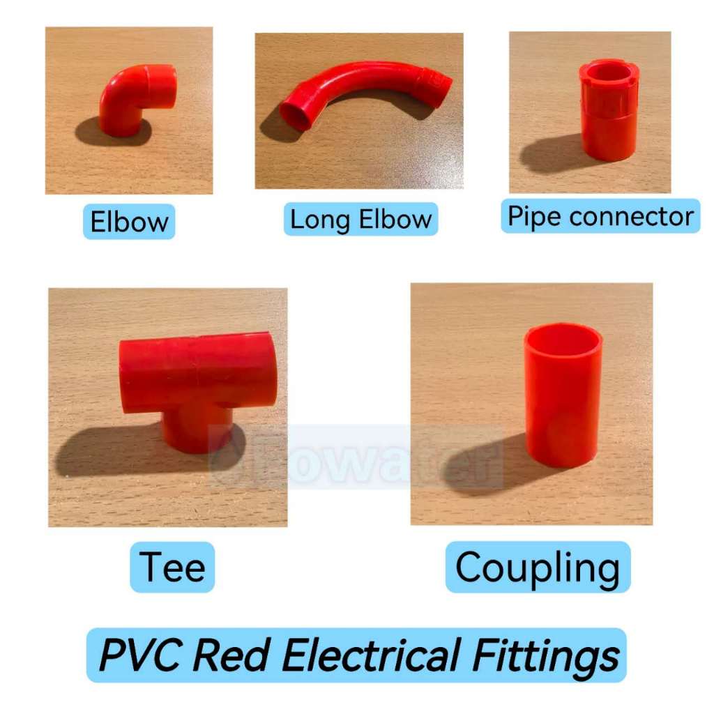 PVC Red Electrical Fittings Coupling/Elbow/Tee/Pipe connector(1/2inch ...