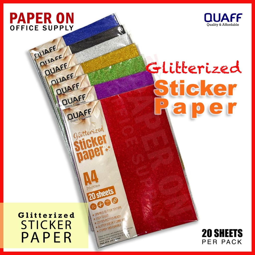 QUAFF Glittered Sticker Paper A4 20 sheets | Shopee Philippines