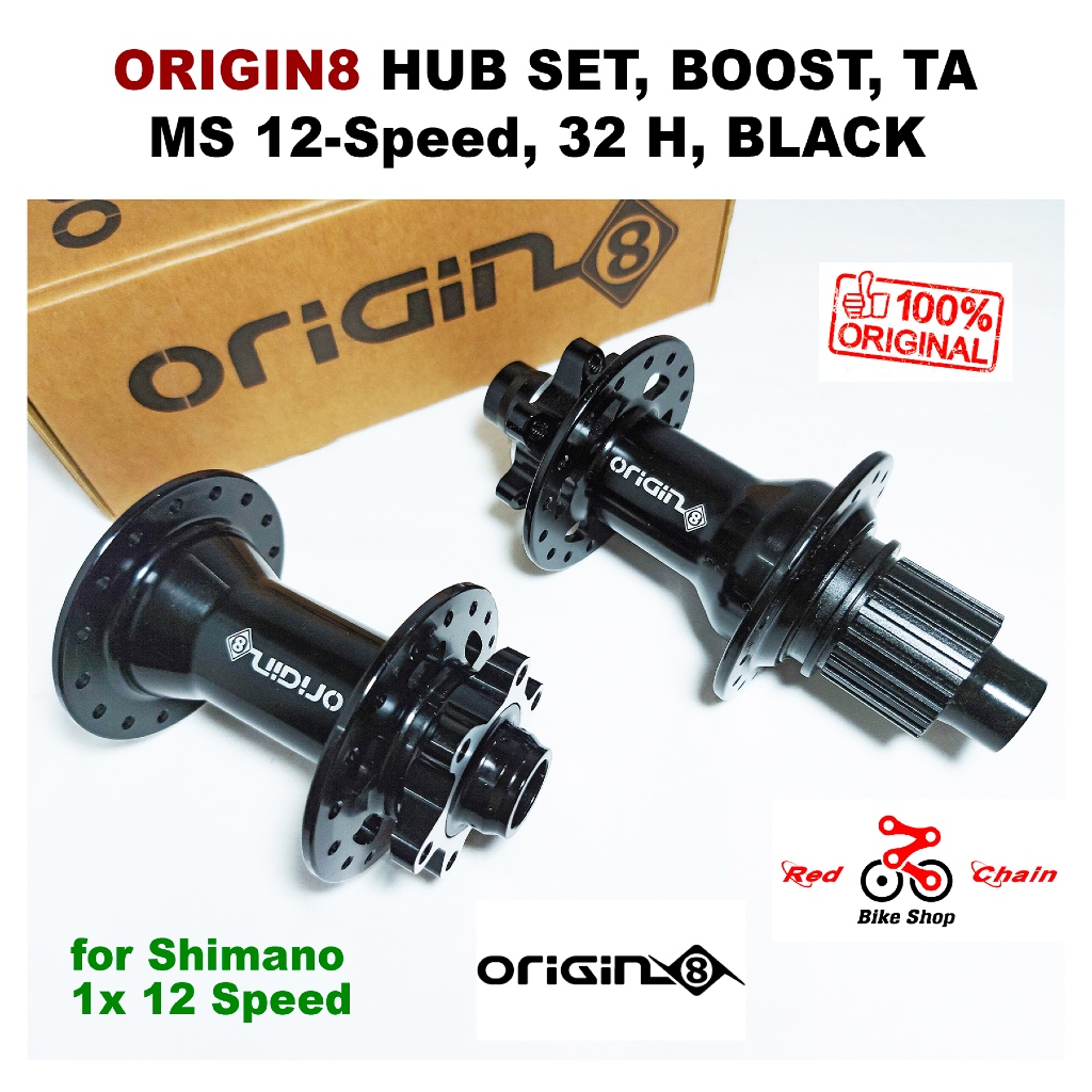 ORIGIN8 HUB SET Front/Rear, MICROSPLINE 12-Speed, BOOST, Thru-Axle, 32H, Color BLACK (Original ...