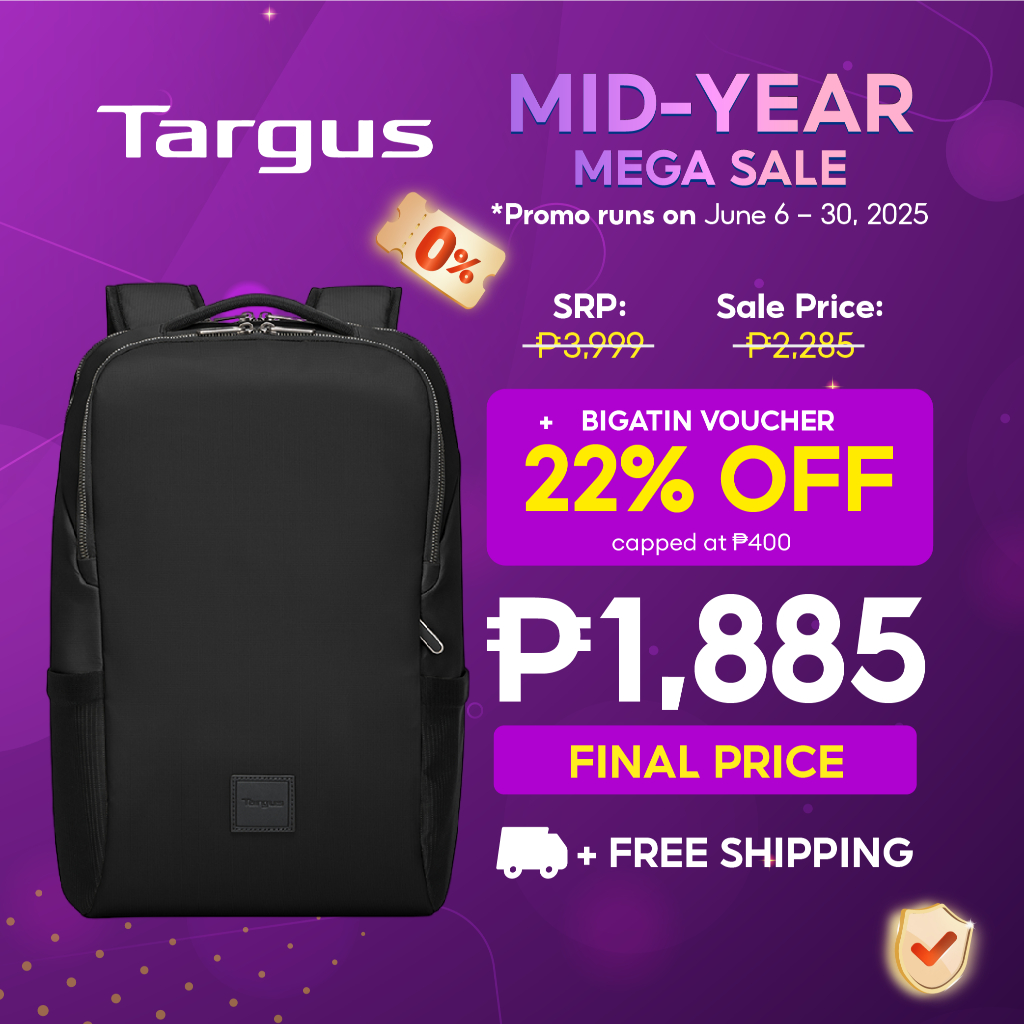 Targus 15.6” Urban Essential Sophisticated Backpack w/ Luggage Pass ...