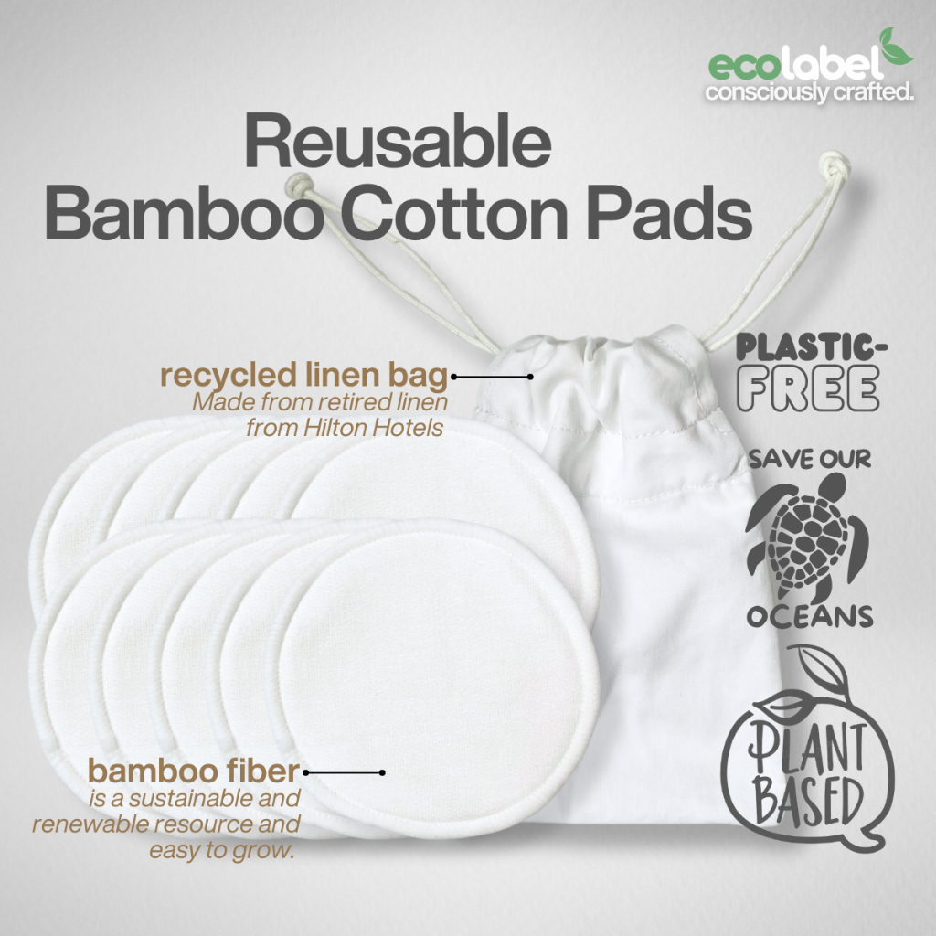 Eco-friendly Reusable Cotton Pads with Recycled Linen Bag Pure White ...