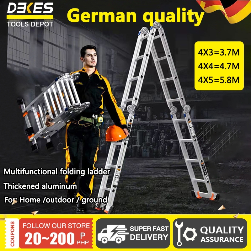 12FT 16FT 20FT Foldable Ladder 4x3 4x4 4X5 Multi Purpose Aluminum ...