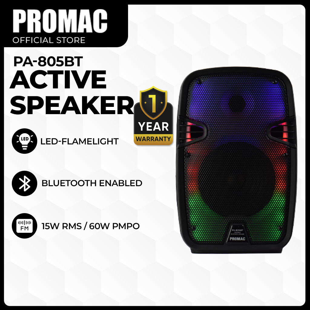 Promac 8" Active Speaker with LED Flamelight ( PA-805BT) | Shopee ...