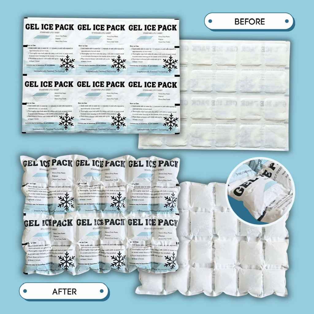 Ice Gel Sheet Packs Reusable Versatile Dry Ice for Coolers Ice Boxes ...
