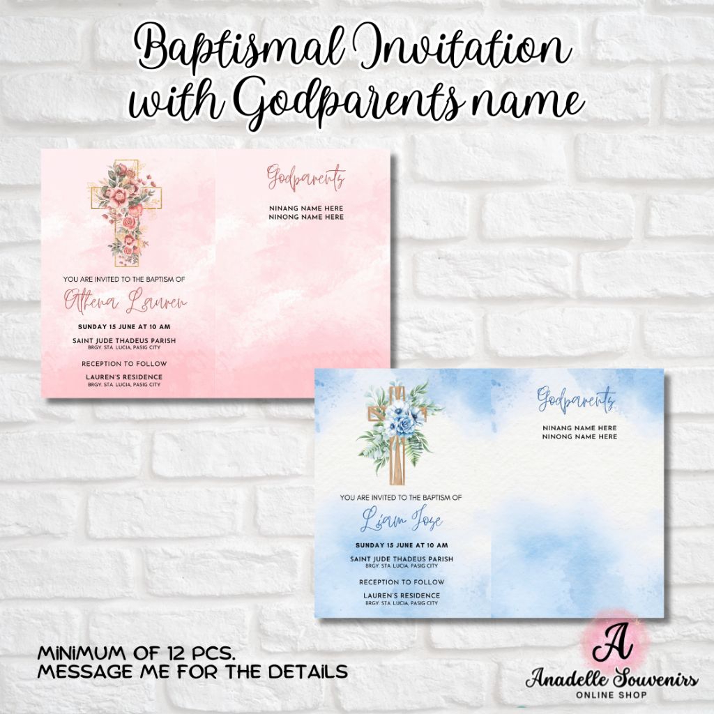 Baptismal Invitation with Godparents name - Any theme | Shopee Philippines