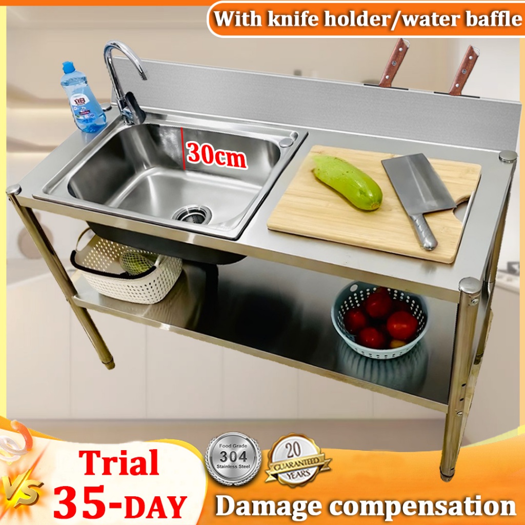 【COD】Lababo Stainless Steel standing sink with Faucet and Shelf Sink ...