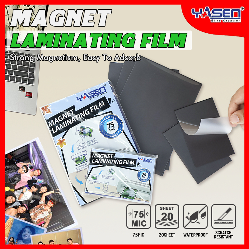 Yasen Magnet Laminating Film | 110x160mm | 75mic | 20 Sheets | Magnetic ...