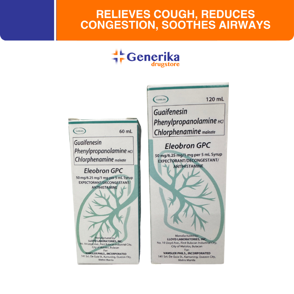 Eleobron GPC Phenylephrine + Chlorphenamine + Guaifenesin Syrup ...