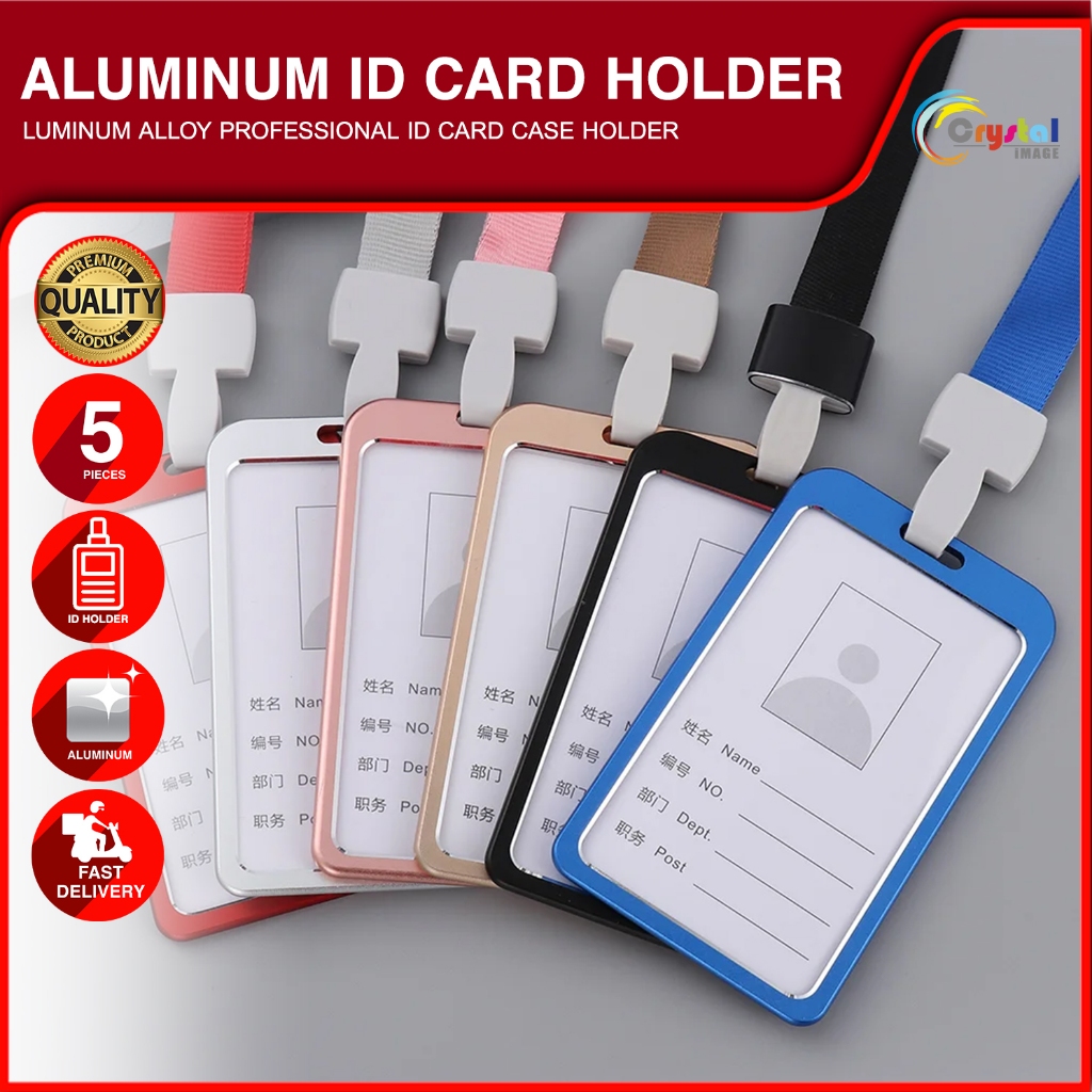 Professional ID Card Holder (5pcs) Aluminum Alloy ID Holder | Vertical ...