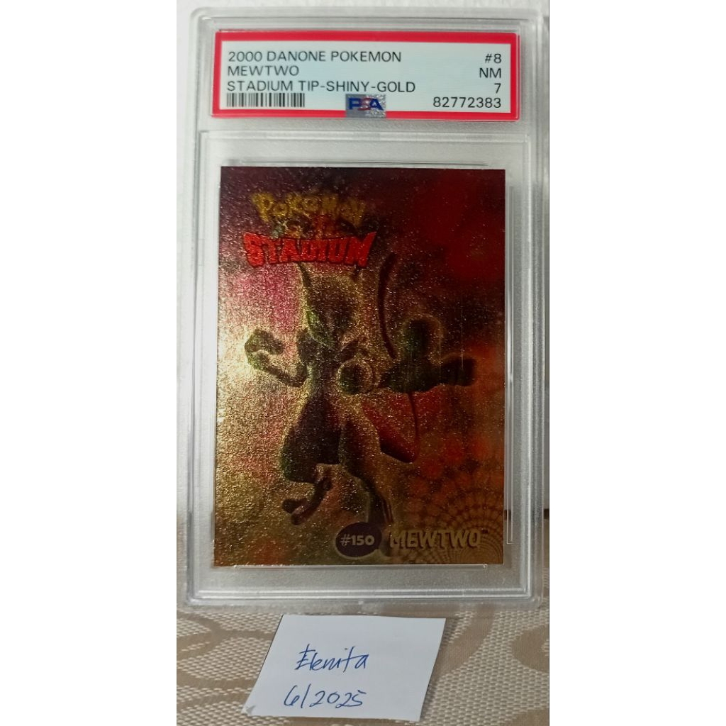 2000 DANONE Pokemon MEWTWO #8 Stadium Tip Shiny Gold PSA 7 - Trading ...
