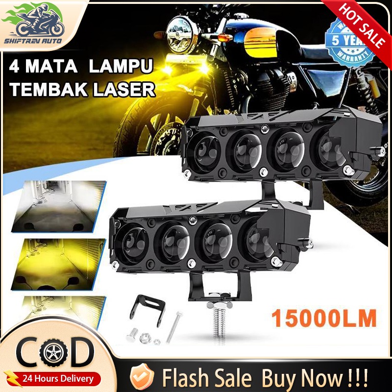 Laser Shooting Light 4 Eyes Motorcycle Spotlights 12-80V Long Range Car ...