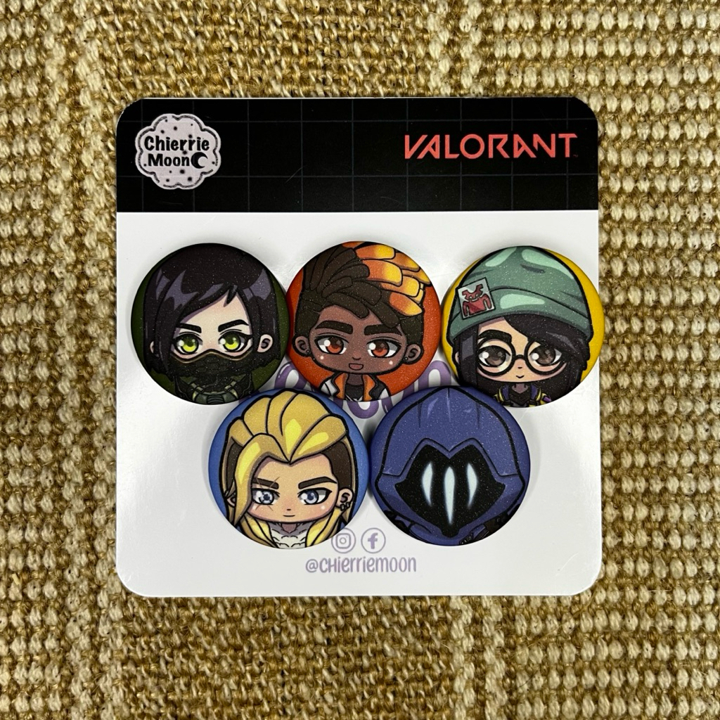 Valorant 32mm cute chibi valorant laminated button pins | Shopee ...