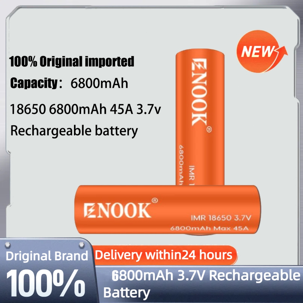 Authentic Enook lithium battery 18650 6800mAh 3.7v 45A Rechargeable ...