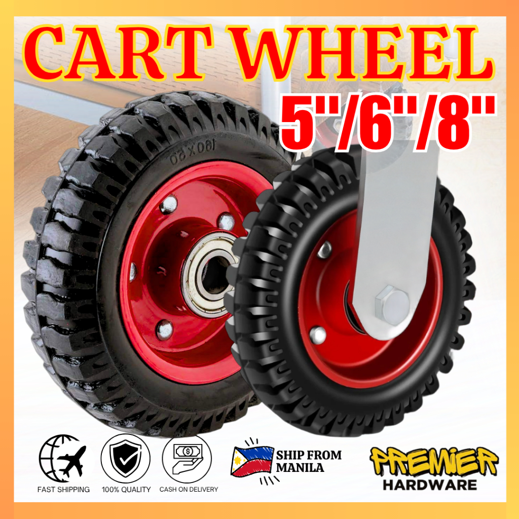 Heavy-Duty 5-Inch Metal Ball Bearing Rubber Wheel for 1200lbs Capacity ...