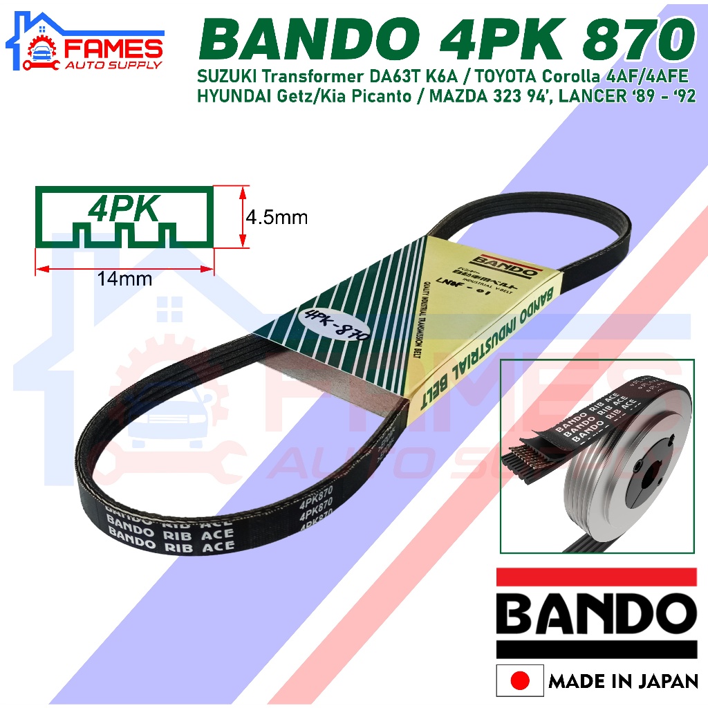 4PK-870 Bando Belt RIB ACE™ for SUZUKI Transformer DA63T K6A / TOYOTA ...