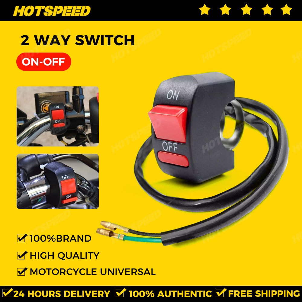 HOTSPEED 2 Way Switch For Motorcycle ON-OFF Univerrsal Mini Driving ...