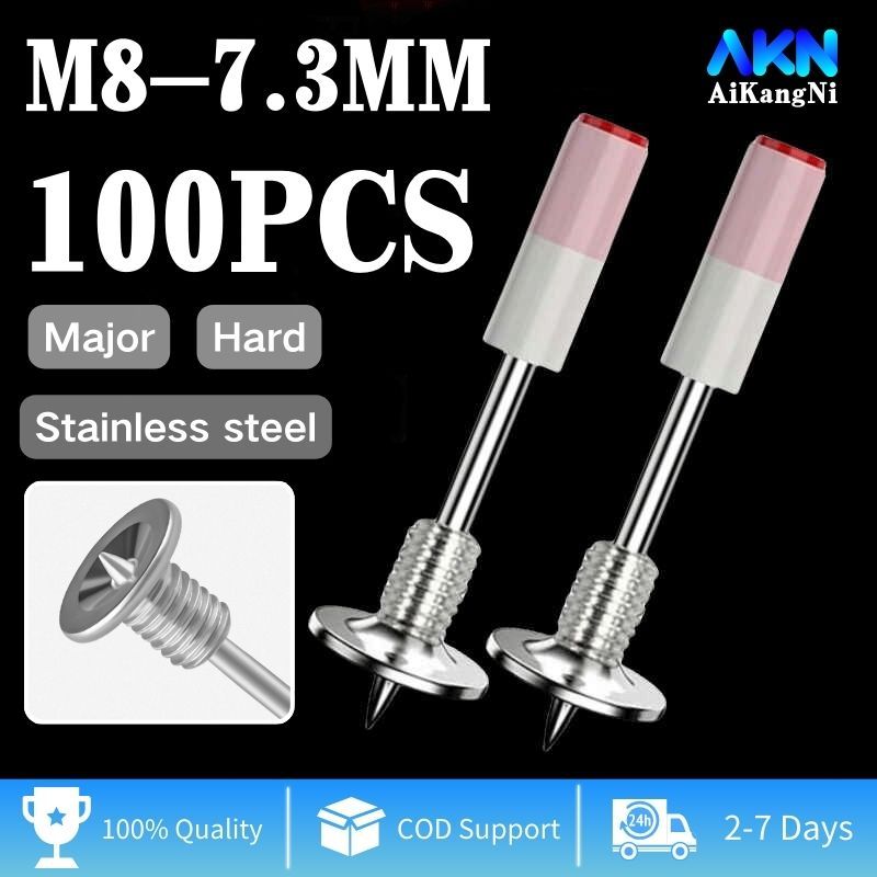 100pcs Mini Screw Thread Integrated Nail M8 Stainless Steel for Nail ...