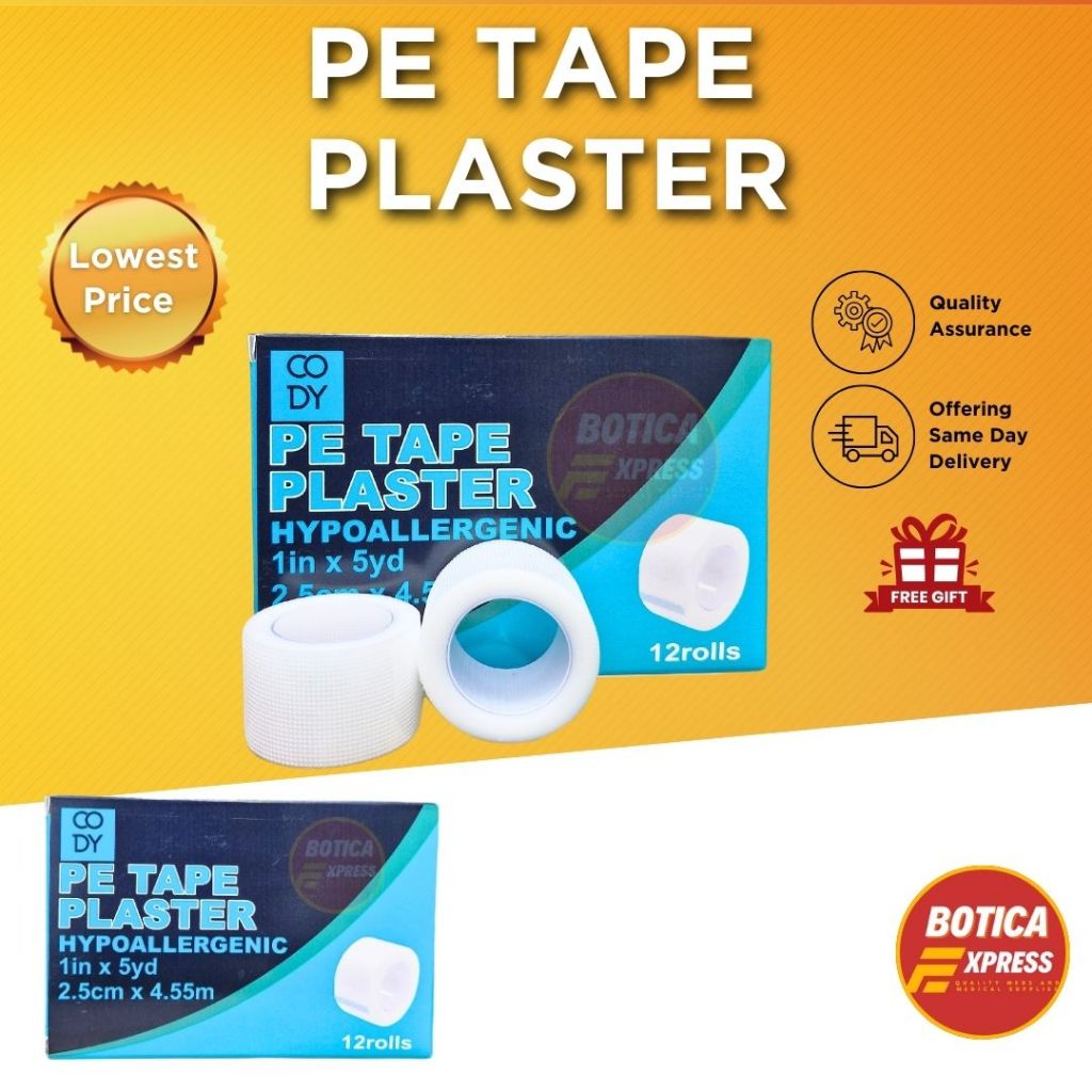 CODY Pe Tape Plaster Hypoallergenic 1in x 5 yd ( 12 rolls ) | Shopee ...