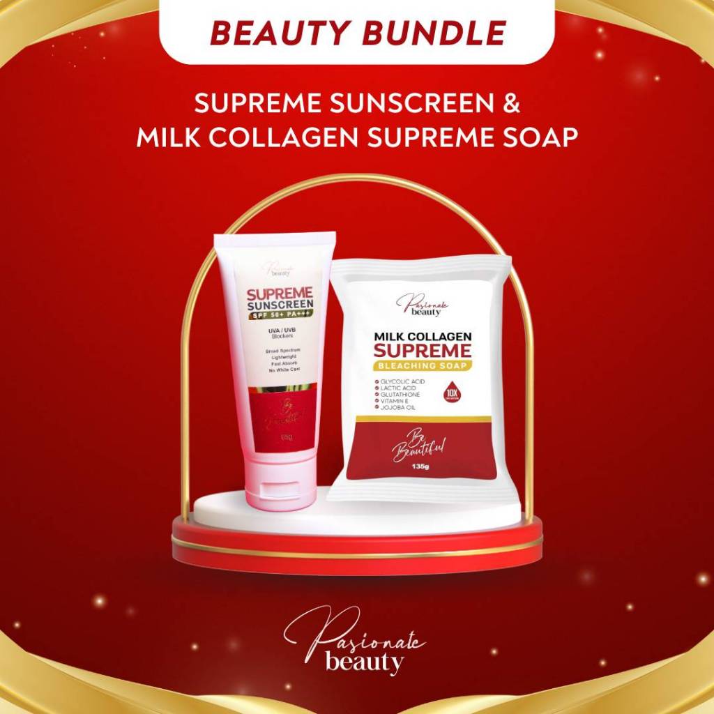 Supreme Sunscreen & Milk Collagen Supreme/Bleaching Soap (Beauty Bundle ...