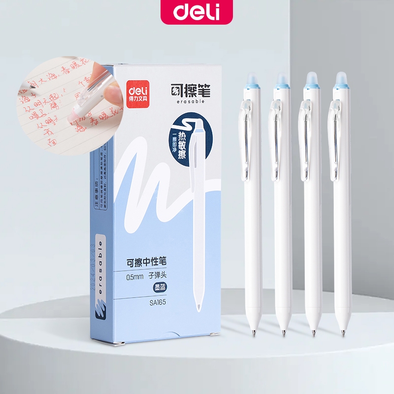 Deli Press Erasable Gel Pen 0.5mm Bullet Black Refill School Supplies ...