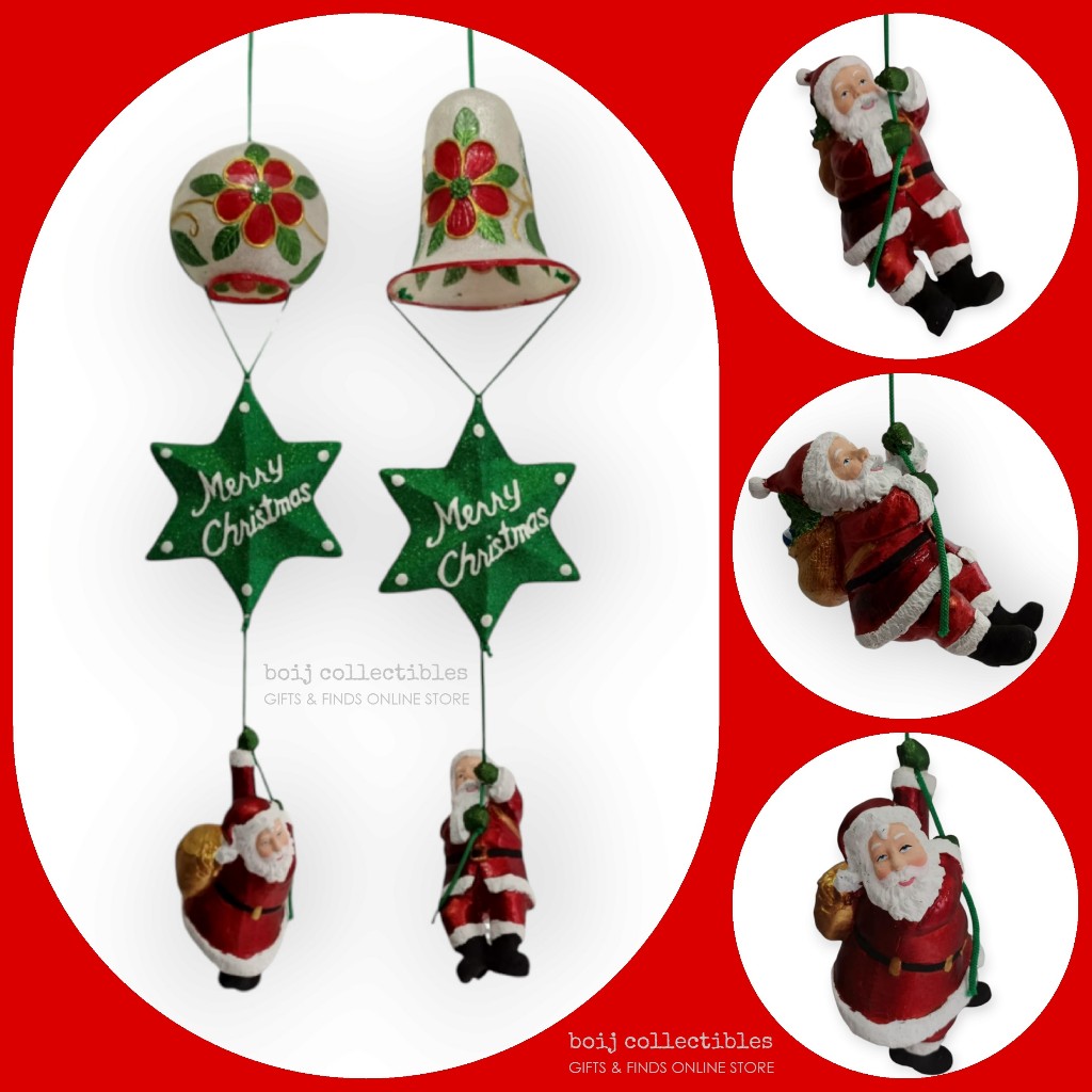 Three Piece Outdoor Hanging Santa Claus Handcrafted Fiber Resin ...