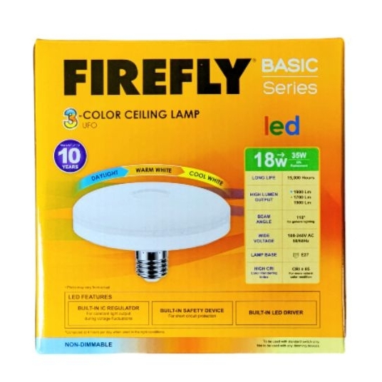 FIREFLY LED UFO TRI-COLOR CEILING LAMP 15W 18W | Shopee Philippines