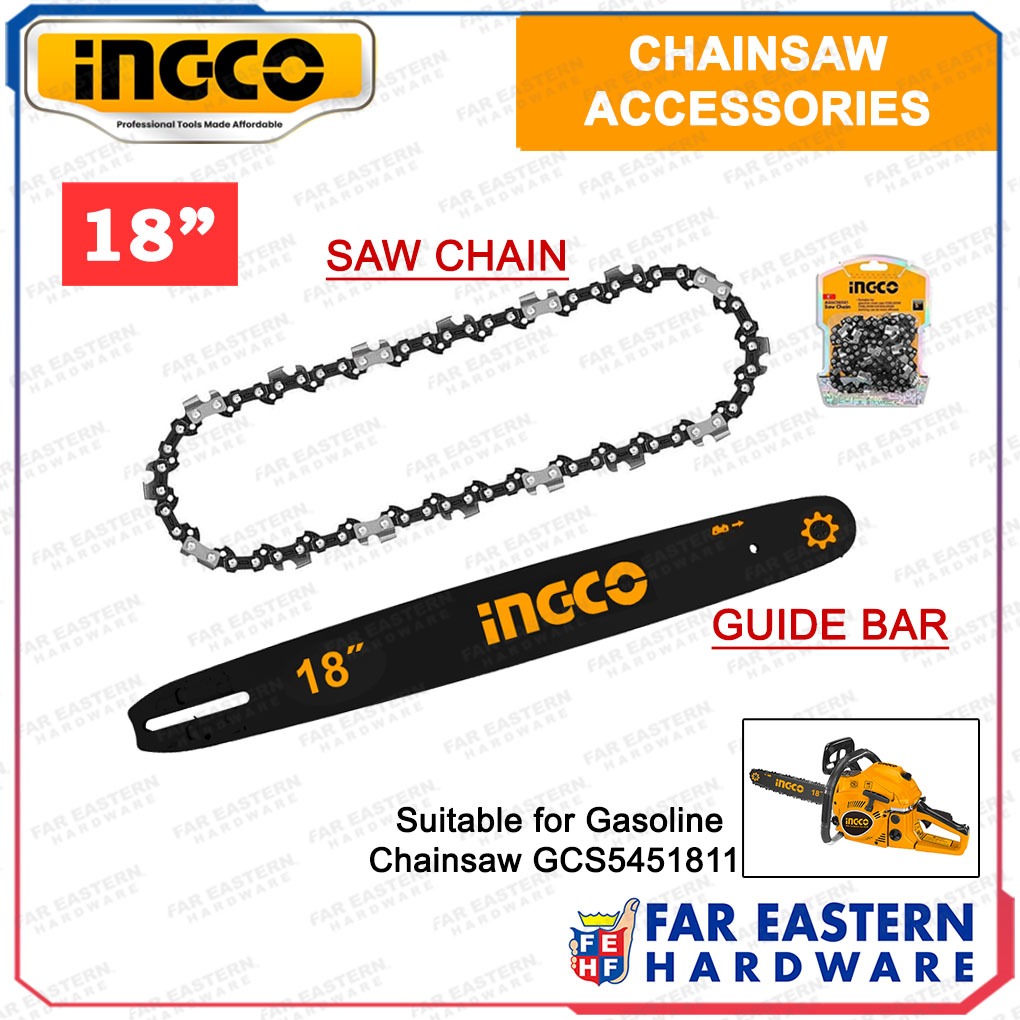 INGCO Saw Chain | Guide Bar for Gasoline Chainsaw Chain Saw GCS5451811 ...