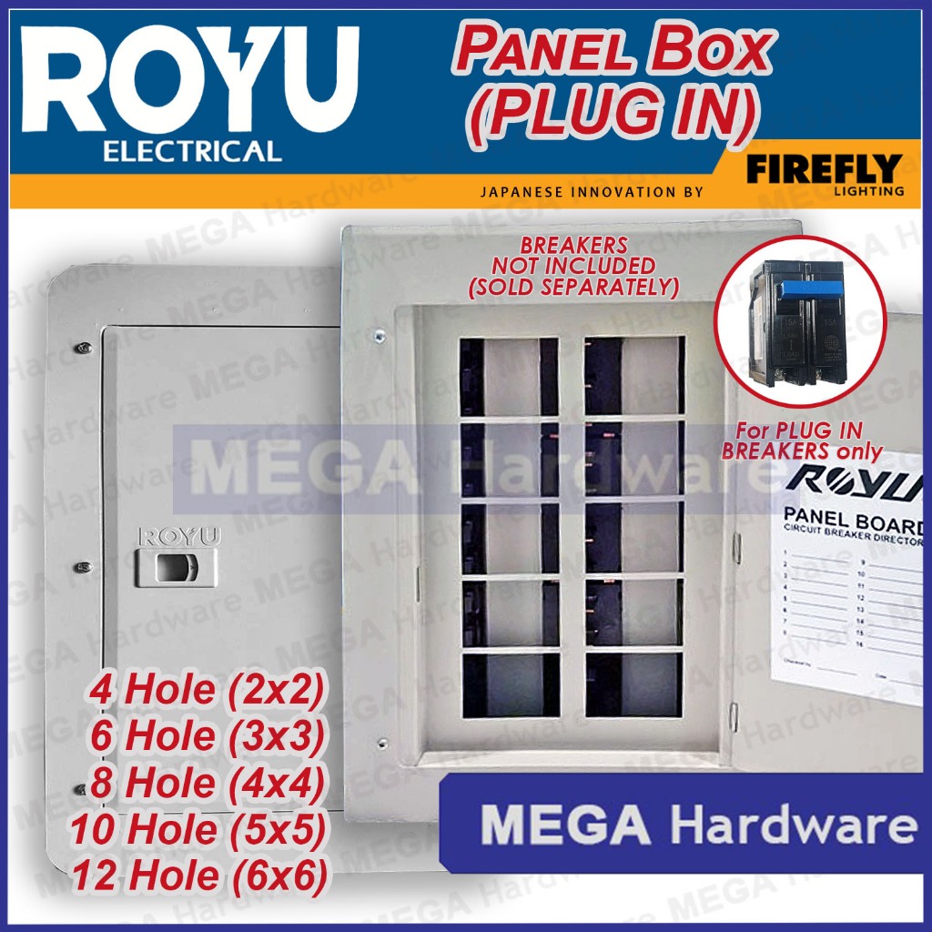 ROYU All Metal Panel Box Board for 2-Pole Plug In Circuit Breakers ...