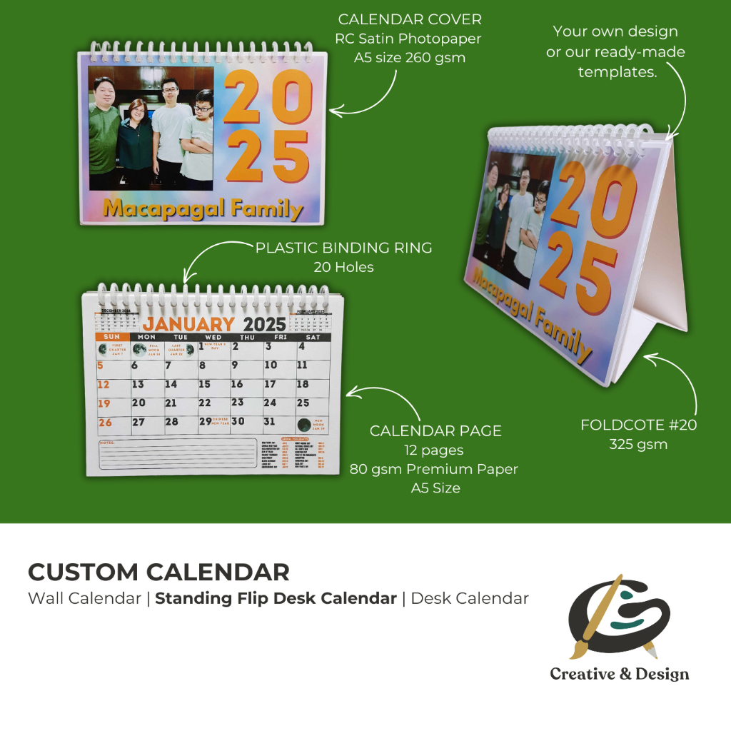 Custom Standing Flip Desk Calendar (A5 Size) | Shopee Philippines