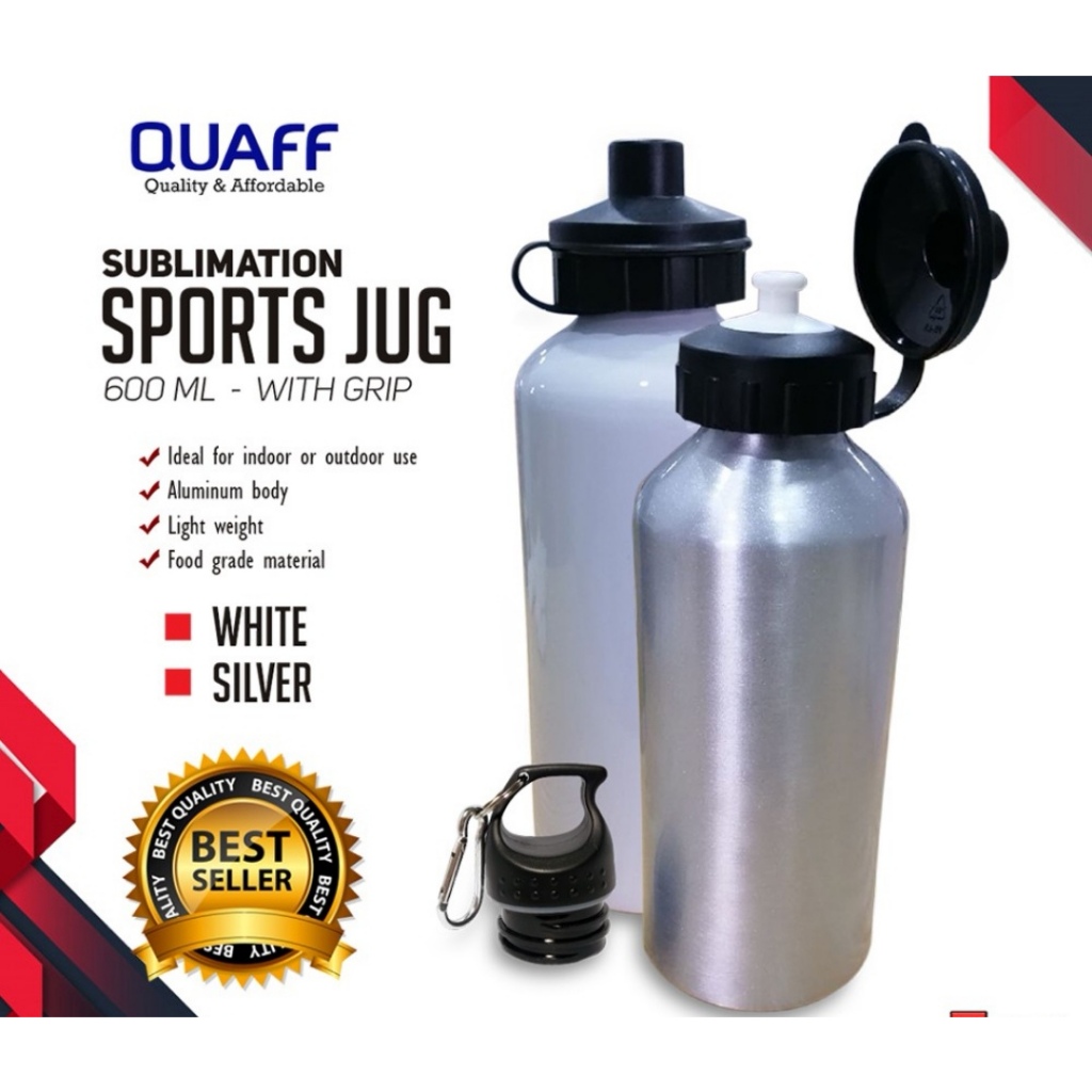 White / Silver QUAFF Sublimation Printable Sports Jug 600ml | Shopee ...