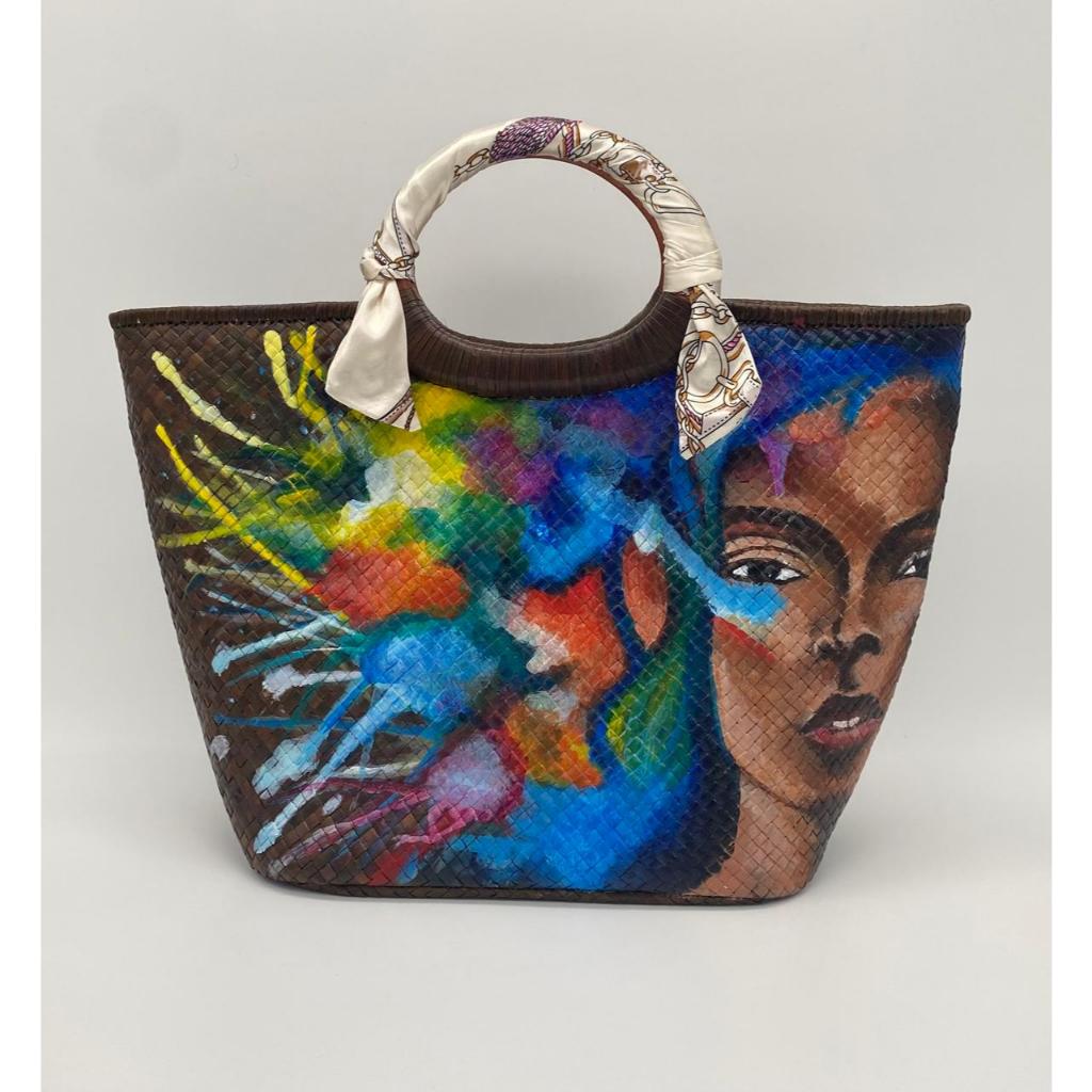 Laura hand painted bag by our great artist with unique design/ Pandan ...