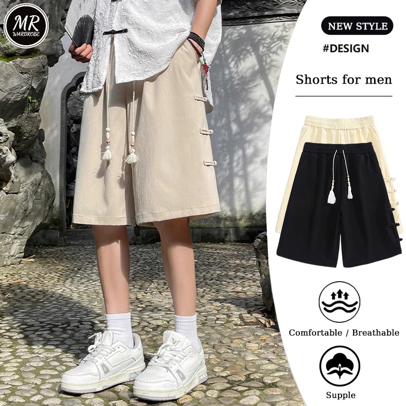 New Chinese style Fashion loose button design shorts for men trendy ...