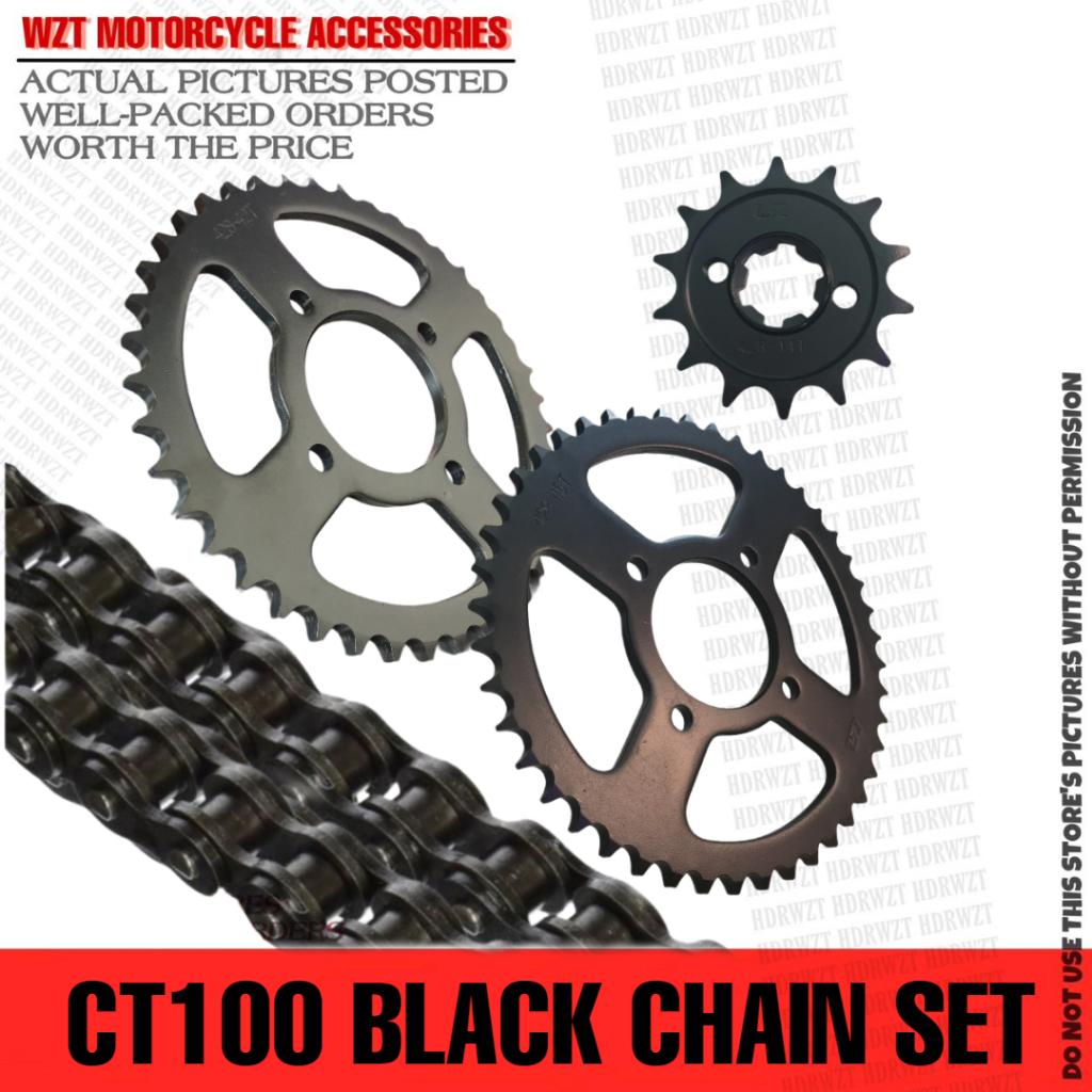 WZT Black Chain And Sprocket Set For Bajaj CT100 (14T/42T 428H-120L ...