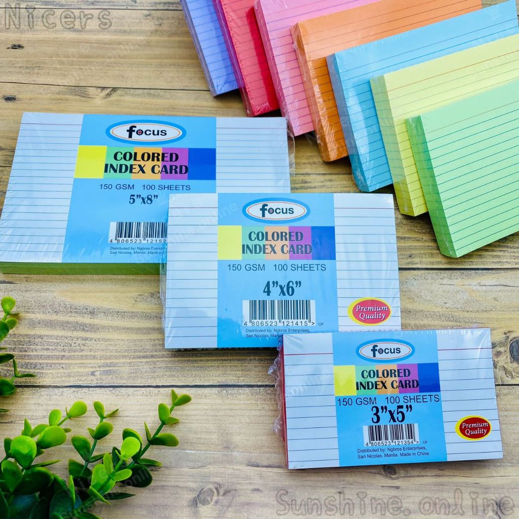 Colored Index card 3x5/4x6/5x8 100 sheets 150gsm | Shopee Philippines